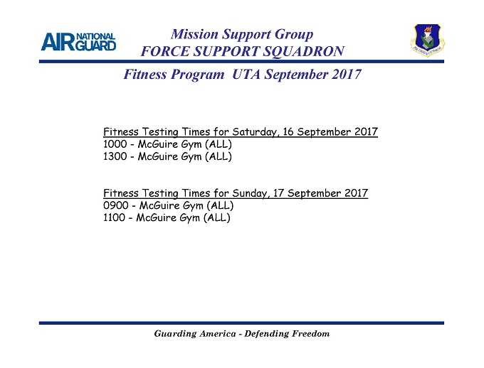 108th September UTA Fitness Schedule > 108th Wing > Article Display
